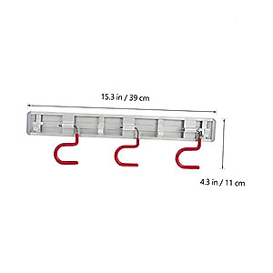 HOOTNEE Broomstick Aluminum Mop Holder Broom Hanging Rack Broom Holder Hooks Adjustable Garage Tool Organizer Wall Mounted Clothes Mount Clothing Rack Key Rail Mop Organizer Aluminum Alloy