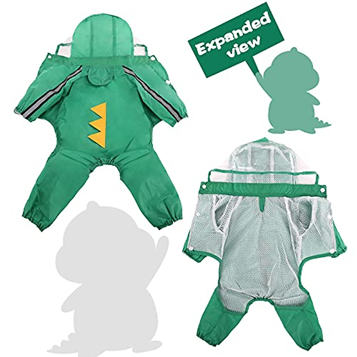 Clear Small Dog Raincoat Jacket Hooded with Reflective Strip, Waterproof Pet Raincoat Slicker Hoodie for Dog with Leash Hole, Lightweight Breathable Pet Rain Poncho Cartoon for Small Dogs Puppies