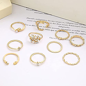 Harry and Henry Boho Gold Stacking Rings for Women Knuckle Rings for Teen Girl Gifts Trendy Stuff Simple Star Moon Flower Rings for Teen Girls Aesthetic Rings Gift for Teen Girls