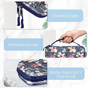 Fintie Carrying Case for Nintendo Switch OLED Model 2021/Switch 2017, [Shockproof] Hard Shell Protective Cover Travel Bag with 10 Game Card Slots & Inner Pocket, Hibiscus