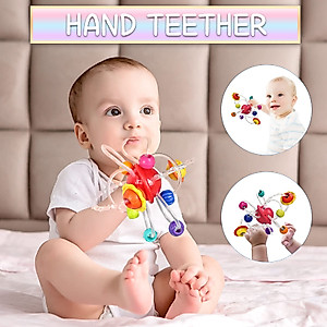 Baby Teething Toys for Babies 6-12-18 Months Textured Planet Hand Catching Ball Hand Teether Baby Rattle Toy 6 to 12 Month Multi Sensory Learning Infant Loop Toy Ball Baby Girl Boy Gift Grasp Chew Toy