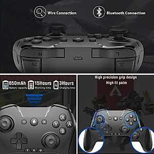 UNIHOW Bluetooth Controller for iPhone/Mobile Phone/Switch/PC/Mac/iPad/Android/Laptop/TV, Switch Pro Controller Gamepad Joystick for Apple Arcade MFi Games With Clip, Backbone and Trigger Keys