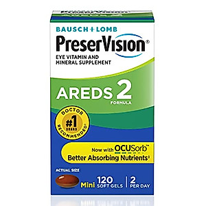 PreserVision AREDS 2 Eye Vitamin & Mineral Supplement, Contains Lutein, Vitamin C, Zeaxanthin, Zinc & Vitamin E, 120 Softgels (Packaging May Vary)