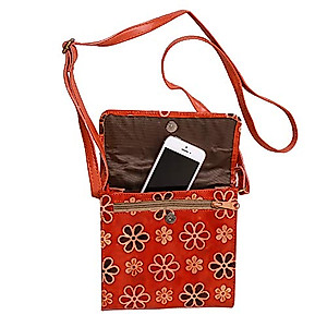 Leather Crossbody Purse for Women Small Crossover Cross Body Bag Long Over the Shoulder Sling Womens Purses and Handbags (Orange)