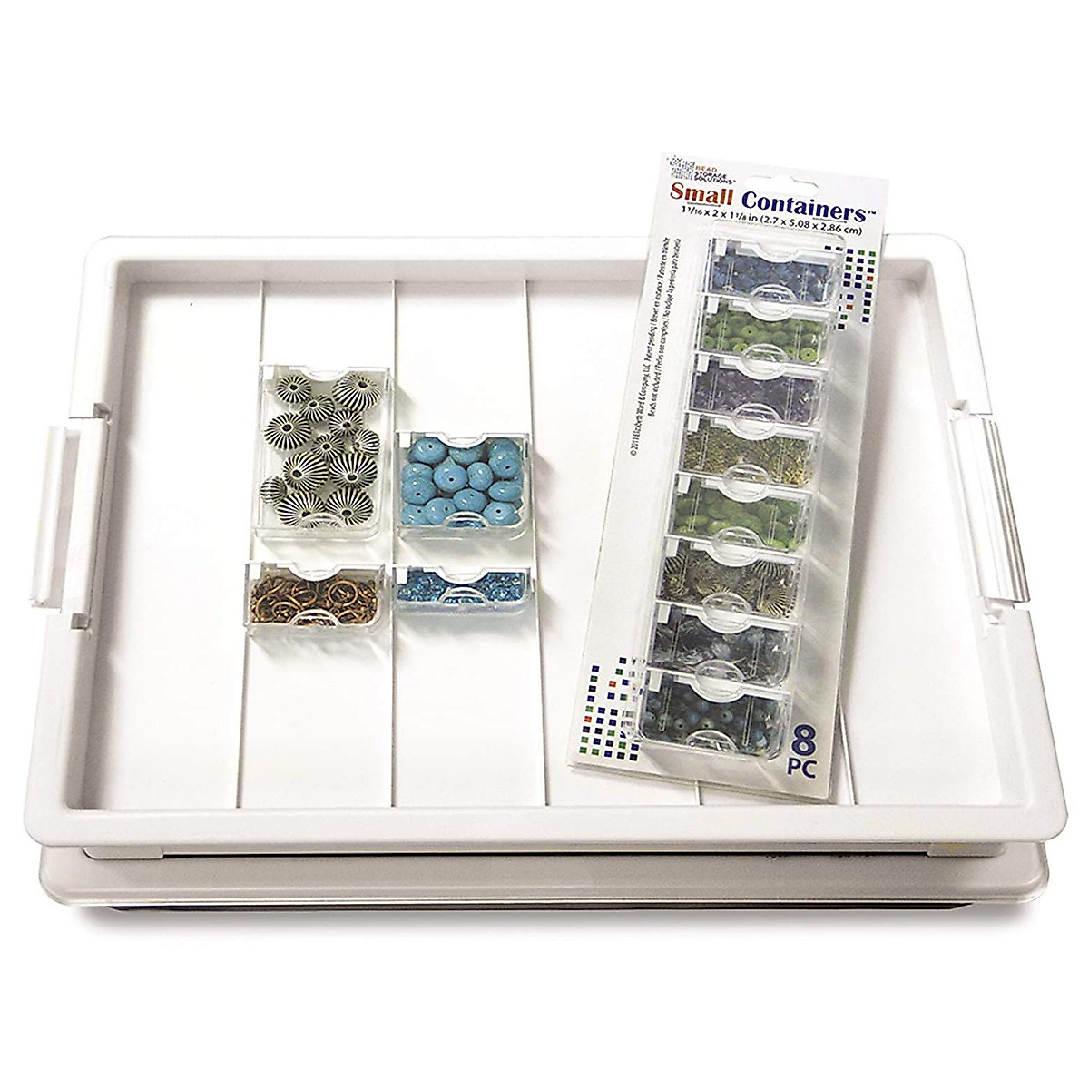 Bead Storage Solutions Elizabeth Ward Plastic Organizer Tray with Clear Snap Shut Lid for Sorting Craft Supplies, Fasteners, Crystals (2 Pack)