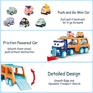 Rubikliss Toddler Toys Car for Boys, Kids Toys for 1 2 3 4 5 6 Year Old Boys, 7 in 1 Big Carrier Cartoon Trucks, Toddler Toys Age 2-4 Baby Toys 12-18 Months Birthday Gift Toddler Toys Age 1-2
