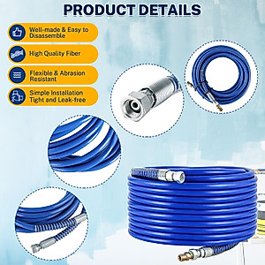 FLKQC Airless Paint Spray Hose Kit, 100FT 3600psi High-Pressure Fiber Tube, Double Layer Braided Wire High Pressure Airless Paint Spray Hose Universal Paint Sprayer Flexible Tube 1/4" (100FT/30M)