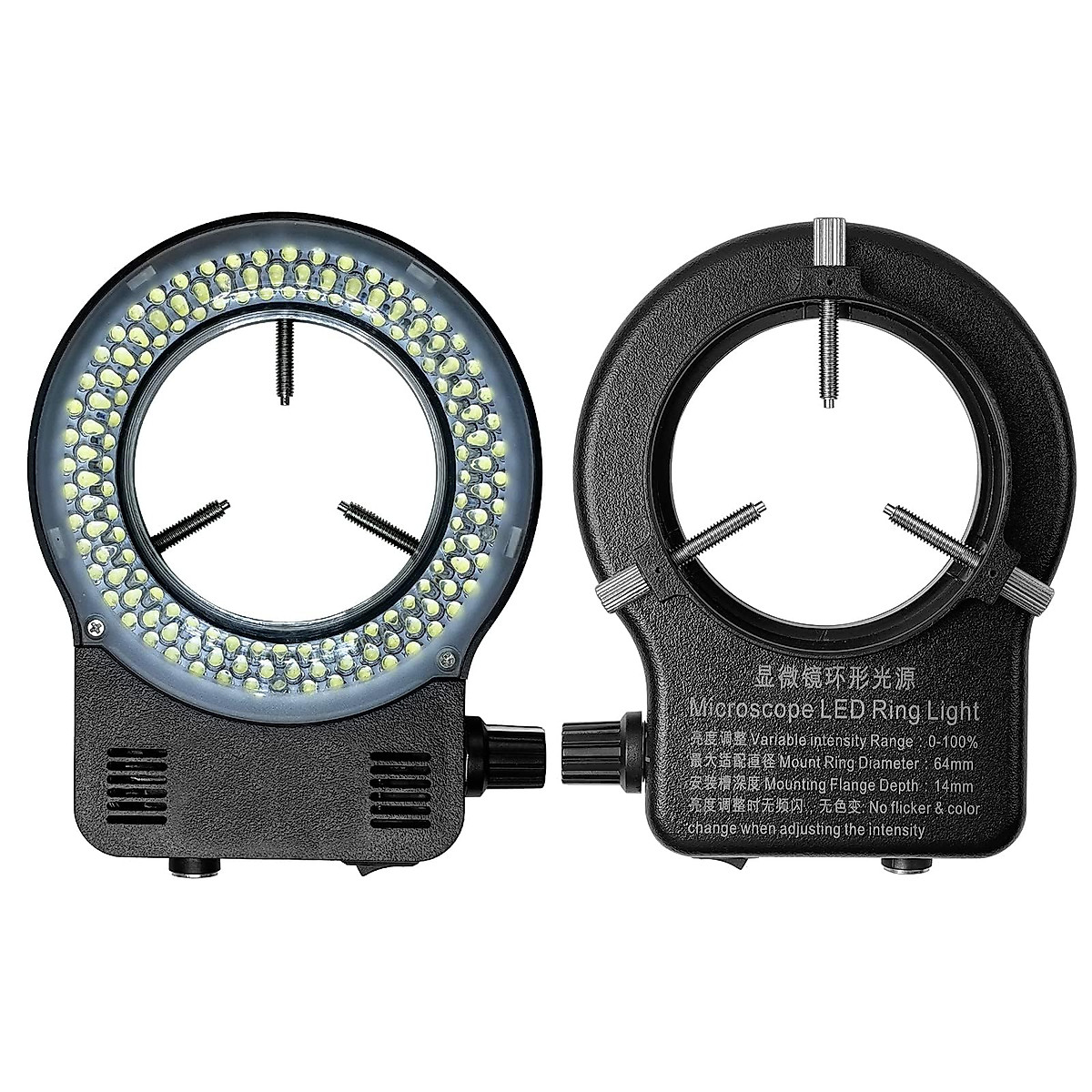 144 64 LED Ring Light Illuminator for Stereo Microscope, Adjustable Ring Light Lamp Industry Monocular Binocular Trinocular Soldering Stereo Repairing Microscope Video Camera (64 LED Detachable Plug)