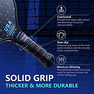 Uteeqe Pickleball Paddles Set of 2 - Graphite Surface with High Grit & Spin, USAPA Approved Pickleball Set Pickle Ball Raquette Lightweight Polymer Honeycomb Non-Slip Grip w/ 4 Outdoor Balls & Bag