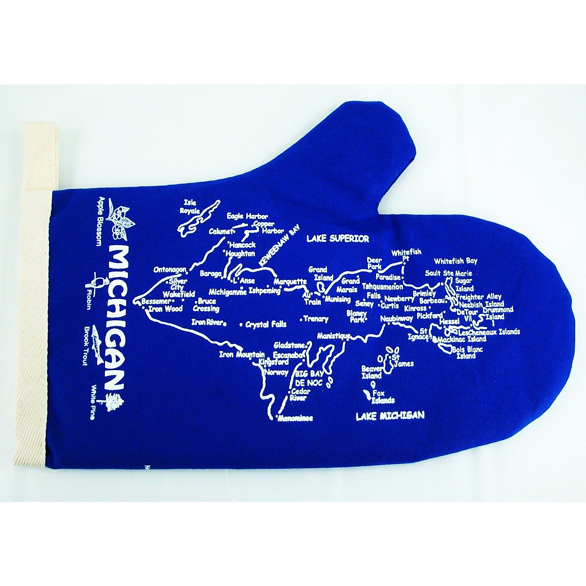 Professional S Michigan Oven Mitt-Upper & Lower Peninsula Map-Blue-Qty-1