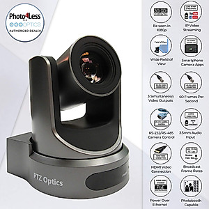 PTZOptics 12X SDI Gen 2 1080p Resolution Live Streaming Broadcast Camera Gray | HCM-1 White Small Universal Wall Mount Bracket- Streaming Bundle