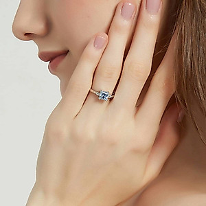 BERRICLE Sterling Silver 3-Stone Greyish Blue Princess Cut Cubic Zirconia CZ Fashion Anniversary Ring for Women, Rhodium Plated Size 4