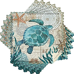 Sea Turtle Starfish Ocean Dish Towel Cleaning Cloth Retro World Map Kitchen Bath Hand Towels 11x11 IN Super Absorbent Lint Free Tea Bar Car Soft Towel Kitchen Accessories Set of 6