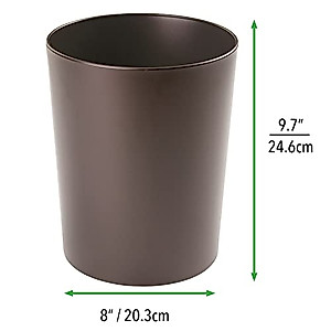 mDesign Round Metal Small 1.7 Gallon Recycle Trash Can Wastebasket, Garbage Container Bin for Bathrooms, Kitchen, Bedroom, Home Office - Durable Stainless Steel - Mirri Collection - 4 Pack - Bronze