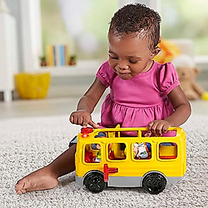 Fisher-Price Little People Musical Toddler Toy Sit with Me School Bus with Lights Sounds & 2 Figures for Ages 1+ Years