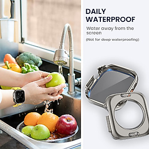 Tensea (2-in-1 for Waterproof Apple Watch Ultra 2/Ultra Screen Protector Case 49mm, iWatch Protective PC Face Cover Built-in Privacy Tempered Glass Film [26° Anti Spy] [360° Full Protection]