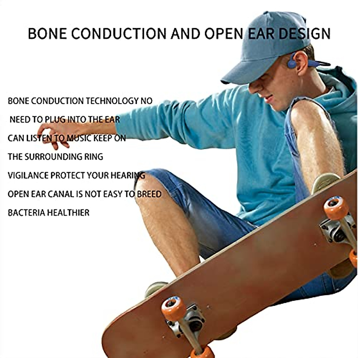 LeBoomon Waterproof Bone Conduction Headphones Wireless Bluetooth 5.0 Built-in 16G Mp3 Player IP68 Waterproof Swimming Headset with Mic for Running Swimming Cycling Gym