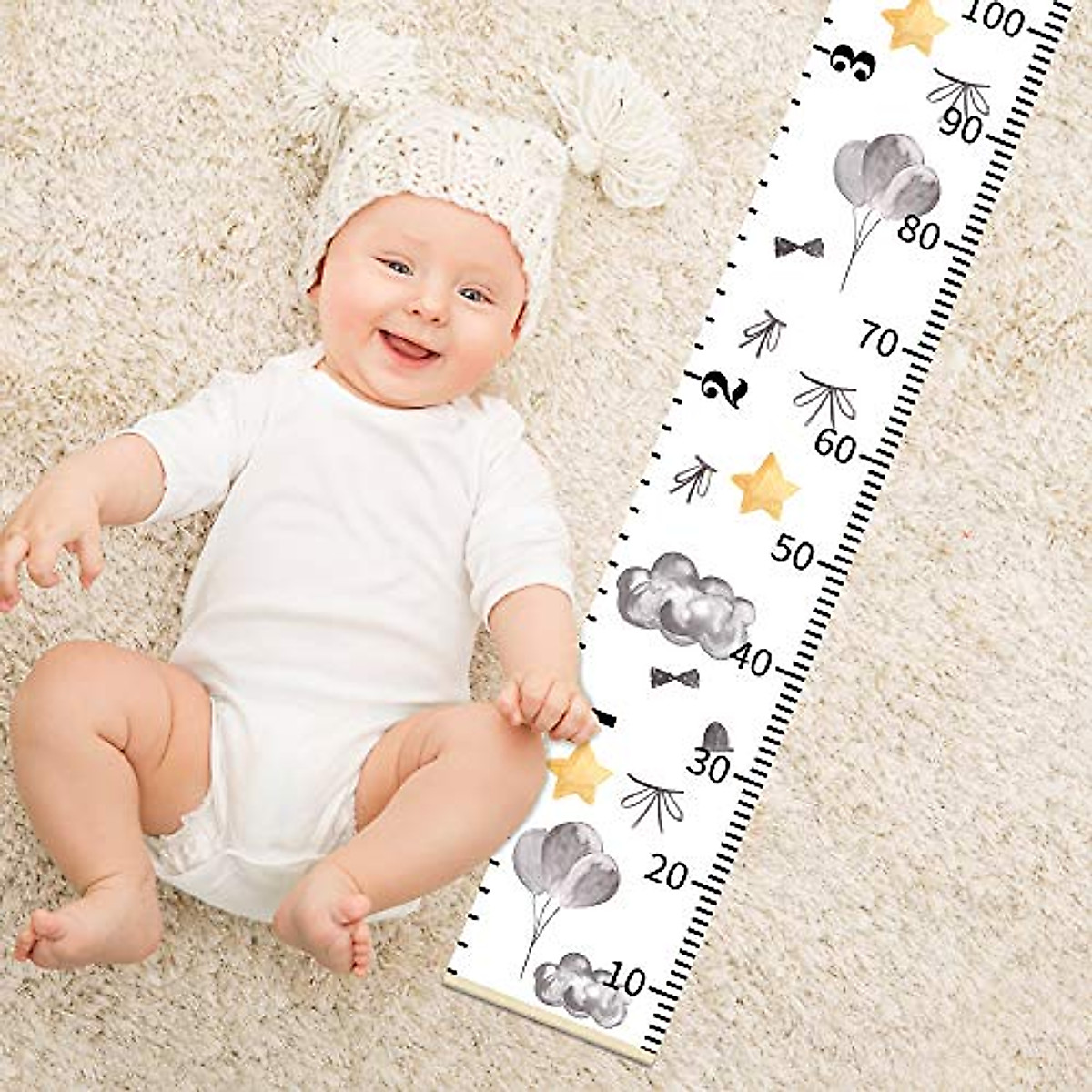 ASENART Kid Children Height Cloud and Ballon Growth Chart Ruler Growth Wall Chart Art Waterproof Hanging Rulers for Kids Bedroom Nursery Wall Decor Removable