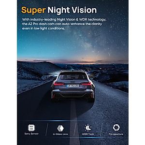 Dash Cam Front and Rear 4K+1080P WiFi Dash Camera for Cars with App, 24 Hours Parking Mode, G-Sensor, Loop Recording, Support 256GB Max