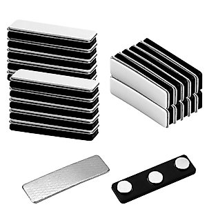20pcs Magnetic Name Tags, Strong Name Tag Magnet Backs Name Magnetic Name Badge Magnets with 3pcs Neodymium Magnets for ID Badge Holders (Black)