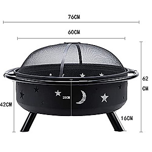 LEAYAN Garden Fire Pit Grill Bowl Grill Barbecue Rack 30" Fire Pit,Outdoor Bonfire Wood Burning Fire Pits w/Spark Screen Large Steel Patio Fireplace for Backyard Garden Beach Camping Park