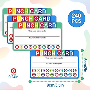 Punch Cards for Classroom, 240 Pack Kids Behavior Reward Punch Cards, , Incentive Punch Card for kids, Business, Students, Teachers, 2 Styles
