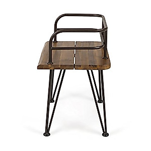 Christopher Knight Home Zion Outdoor Industrial Acacia Wood Chairs with Iron Frame, 2-Pcs Set, Teak Finish / Rustic Metal