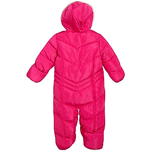 Steve Madden Baby Girls’ Pram Snowsuit – Sherpa Lined Snow Pram Bunting (3-24M), Size 12 Months, Mauve Pink Blush