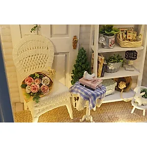 Kisoy Romantic and Cute Dollhouse Miniature DIY House Kit Creative Room Perfect DIY Gift for Friends,Lovers and Families(Sunny Dorm)