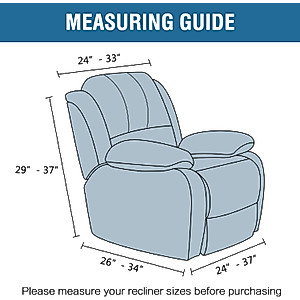 H.VERSAILTEX Recliner Chair Cover Velvet Plush 1-Piece Recliner Covers for Large Recliner, Soft Thick Luxury Velvet Furniture Protector with Elastic Bottom, Anti-Slip Foams Attached (Recliner, Grey)