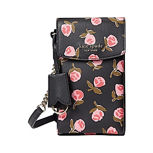 Kate Spade New York Spencer Ditsy Rose Printed PVC North/South Crossbody Black Multi One Size