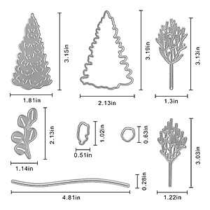 Christmas Tree Stamps and Dies for Card Making, Winter Pine Trees Words Cutting Die and Clear Stamps for Bullet Journal DIY Scrapbook Decoration Handmade Crafts Notebook
