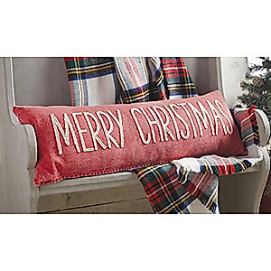 Mud Pie Merry Christmas Pillow, RED 12" x 35 1/2"