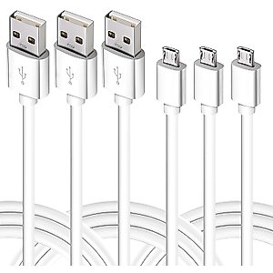 MATEIN Micro USB Cable, 10 FT 3 Pack Extra Long Sturdy Android Charger Cable, Fast Charging Cable Cord Fit for PS4 Controller, Android, Samsung Galaxy S7 J3 J7, Xbox, White