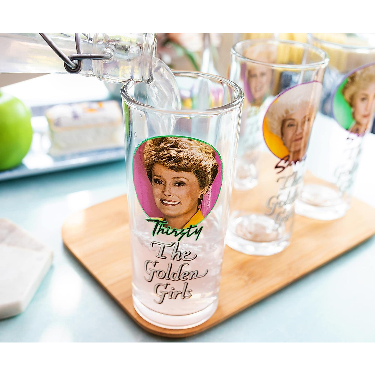 Silver Buffalo The Golden Girls Frames Logo 10-Ounce Tumbler Glasses | Set of 4