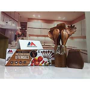 MEMIKAMBO Wooden Kitchen Cooking Utensils, Nonstick Kitchen Utensil Set, wooden utensils for cooking,Wooden Spoons Cooking Utensil Set Non Scratch Natural Teak Wooden Utensils for Cooking(16 PIECES)