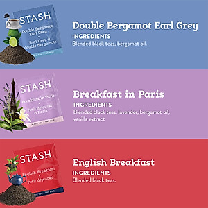 Stash Tea Bold Black Tea Sampler - Assortment of Caffeinated Premium Teas, Including English Breakfast, Irish Breakfast and Earl Grey Tea, 18-20 Count (Pack of 3)