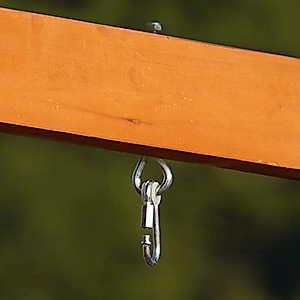 Dolphin Playground Wooden Swing Sets for Backyard, Family DIY Kit for Any Swings, Outdoor Playset for Kids with Trapeze Swing Bar and 2 Belt Swings, Heavy Duty Playground Accessories, Ages 3-12