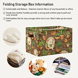 WELLDAY 1PCS Storage Basket Hedgehogs Pattern Large Foldable Storage Bin Cube Collapsible Organizer