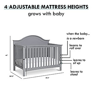 Carter's by DaVinci Nolan 4-in-1 Convertible Crib in Grey, Greenguard Gold Certified, 1 Count (Pack of 1)