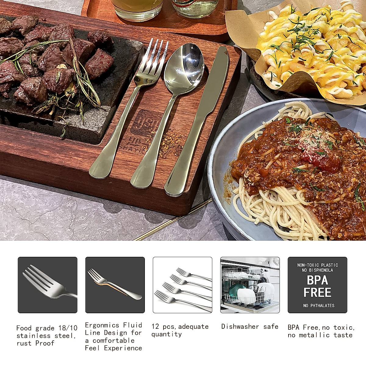 LOUVI Stainless Steel 12-Pack Table Dinner Forks Set, Top Food Grade Stainless Steel Silverware Forks,Mirror Finish & Dishwasher Safe,Use for Home,Kitchen or Restaurant,(Silver 8 Inches)