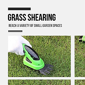 Lichamp 2-in-1 Electric Hand Held Grass Shear Hedge Trimmer Shrubbery Clipper Cordless Battery Powered Rechargeable for Garden and Lawn, CGS-3601 Grass Green