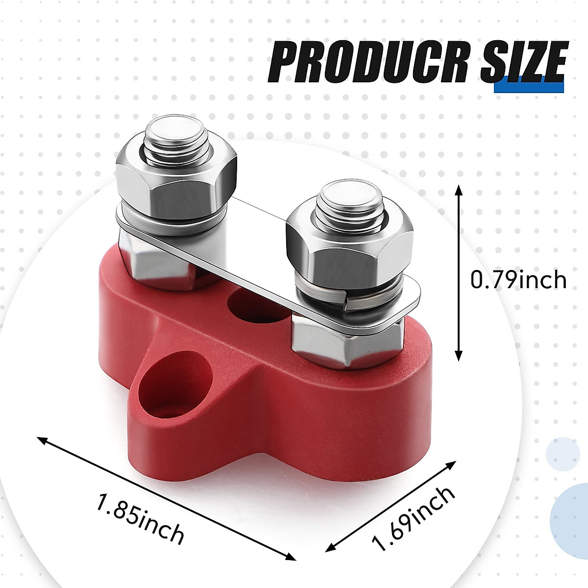 Tallew 6 Pack Bus Bar Terminal Block, 12V-48V DC, 150 Amps, 2 Pole, Screw Connector, Plastic, Panel Mount, 12 Contacts, 1.77" x 1.26" inches, AWG 8 Gauge, for Truck, RV, Boat
