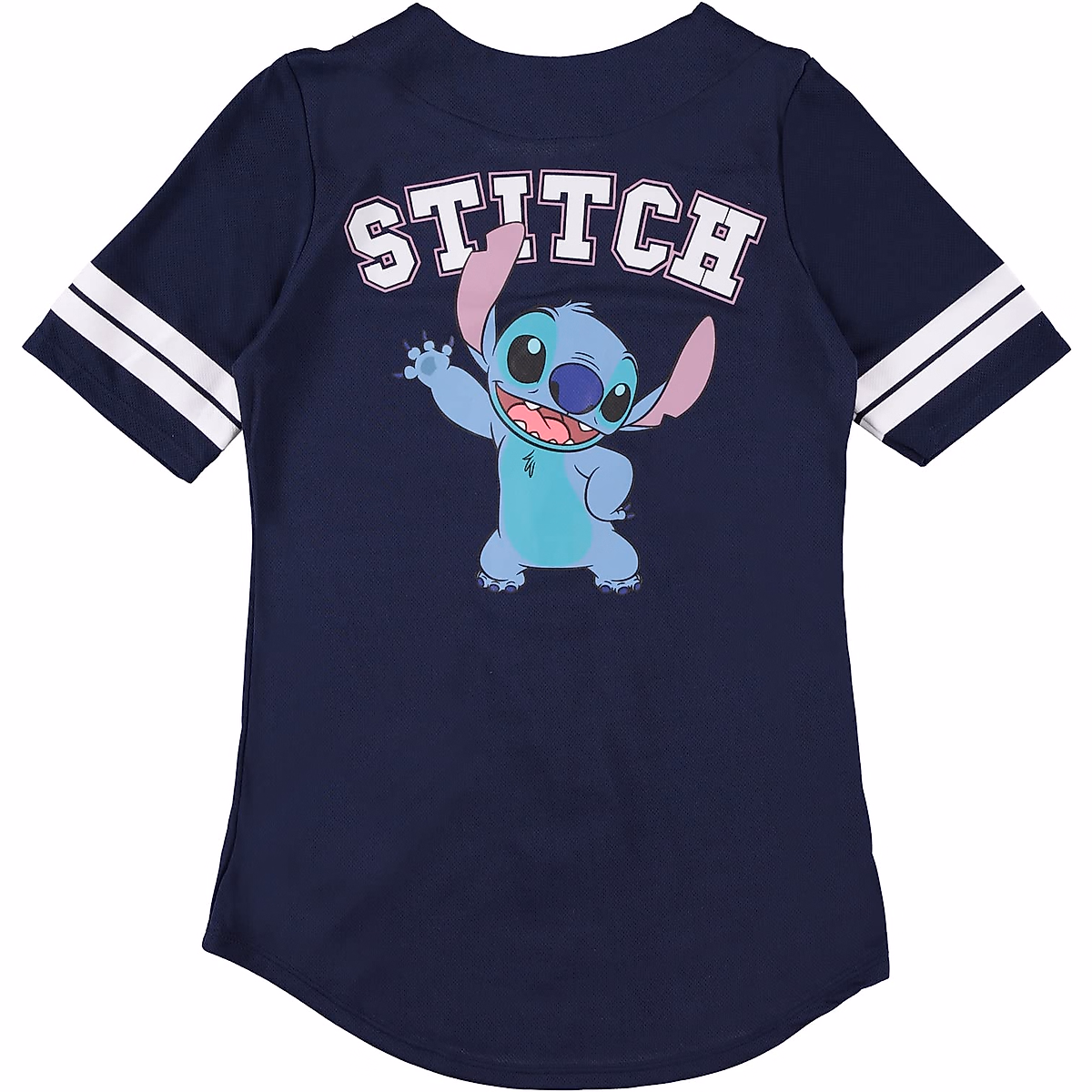 Disney Ladies Lilo and Stitch Shirt - Ladies Classic Lilo and Stitch Baseball Jersey Lilo and Stitch Mesh Jersey (Navy, X-Large)