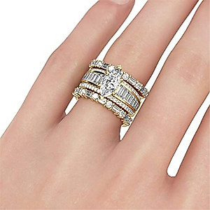 Jeulia 2 Carat 3PC Wedding Ring Set for Women 14K Gold Plated Marquise Cut CZ Engagement Rings Sterling Silver Bridal Set Anniversary Promise Rings for Her with Jewelry Box (8)