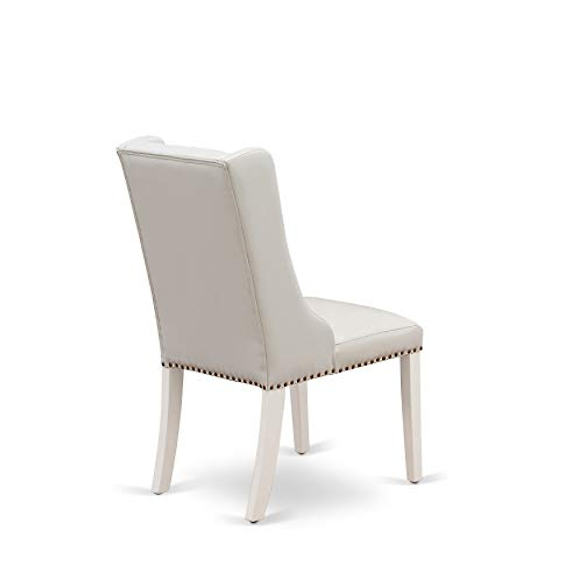 East West Furniture SHFO3-WHI-44 3 Piece Dining Set Contains a Round Dining Room Table with Pedestal and 2 Light Grey Faux Leather Upholstered Parson Chairs, 42x42 Inch, Linen White