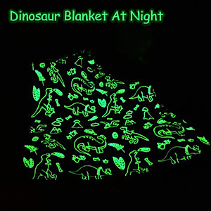 Asou Kids Blanket Sofa Blanket for Kids Glow in The Dark Kids Blanket Mini Dinosaur Blanket for Kids Toddlers