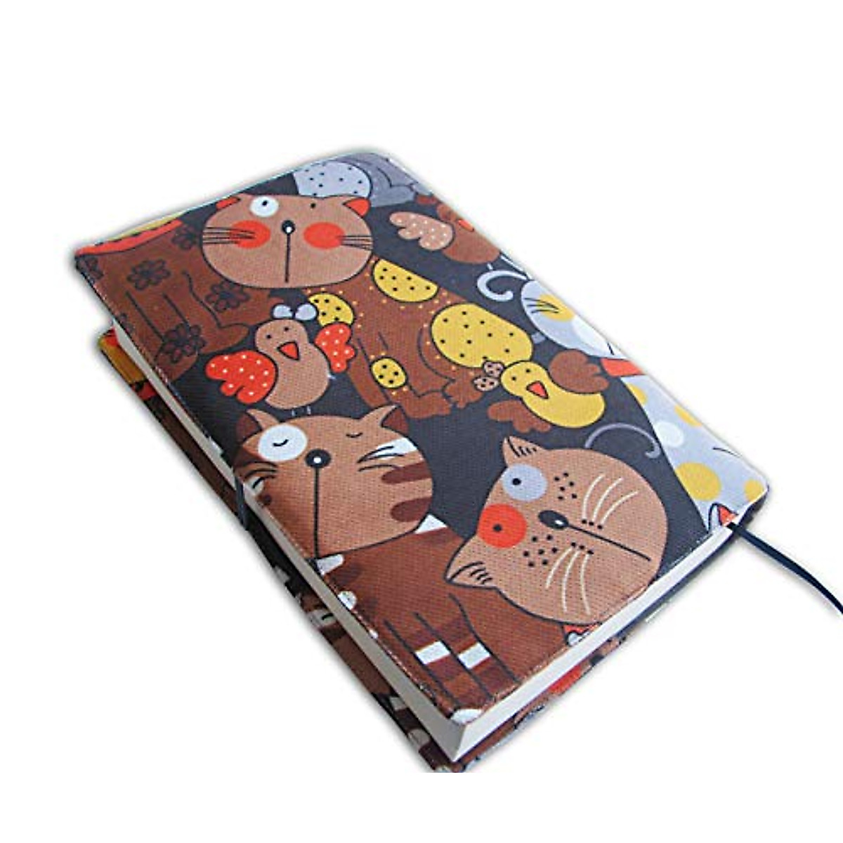 Fabric Book Sleeve Cover, Washable Novel Protector - Cats Design, Padded Book Protector for Adult, Planner Book Case, Hard Books Covers for Paperback 5.5 x 8.2 x 1.6 (Cats)