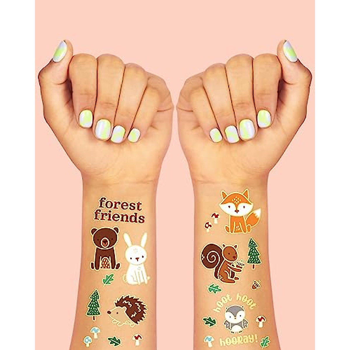 xo, Fetti Woodland Animal Temporary Tattoos - 42 Glitter Styles | Forest Friends Birthday Party Supplies, Deer Baby Shower, Bear Favors, Fox, Owl