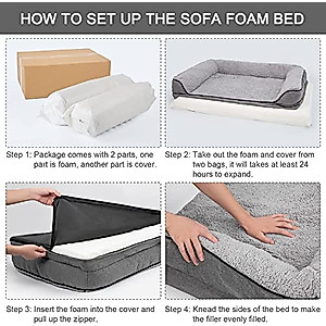 Orthopedic Dog Bed, Bolster Couch for Large Dogs, Dog Bed for Extra Large Dogs, Removable Washable Cover Pet Bed, Foam Nonskid Dog Mat